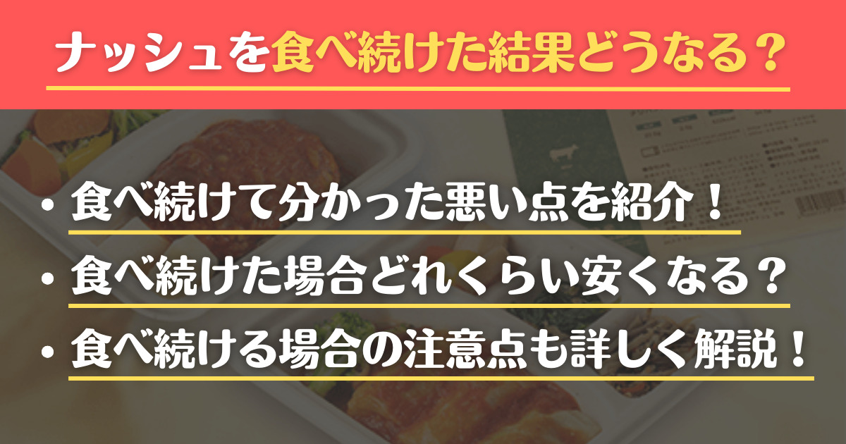 ナッシュを食べ続けた結果どうなる？実際に継続利用している筆者が利点・欠点を詳しく紹介！